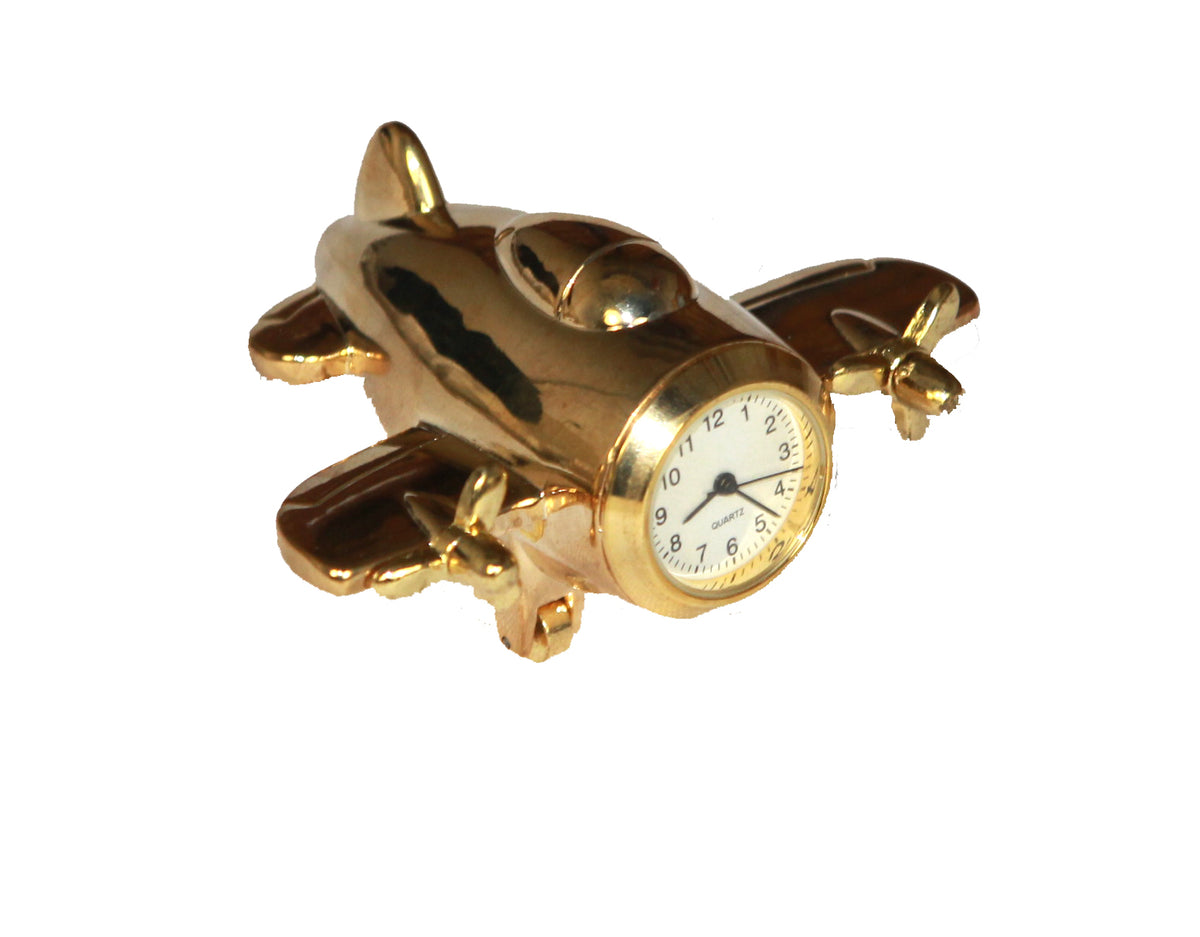 Desk Top Novelty Gold Airplane Clock - Father day gift present xmas bi ...