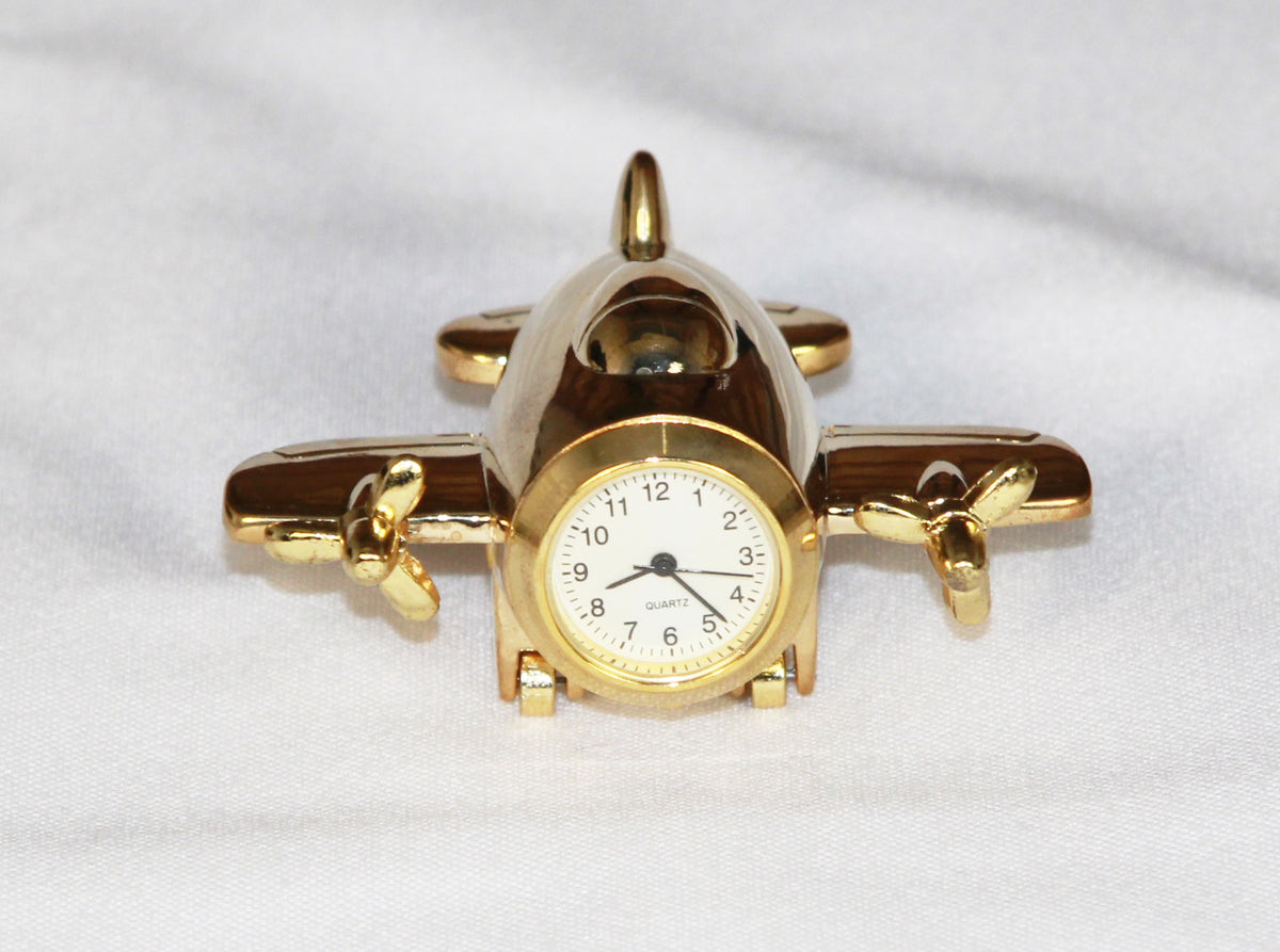 Desk Top Novelty Gold Airplane Clock - Father day gift present xmas bi ...